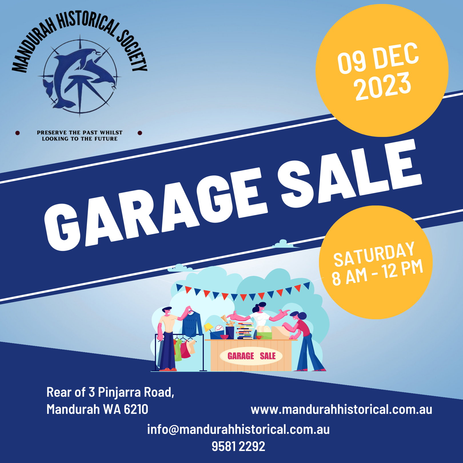 NEW: GARAGE SALE, 9 Dec 2023 – Mandurah Historical Society | Local History
